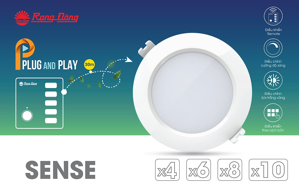 [Combo Smart Local 10] Combo chiếu sáng thông minh gồm 10 đèn Downlight ...