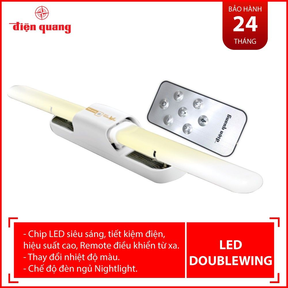 Bộ đèn LED Doublewing Điện Quang ĐQ LED DW01IRM 367CCT (36W, điều chỉnh độ sáng và nhiệt độ màu ...