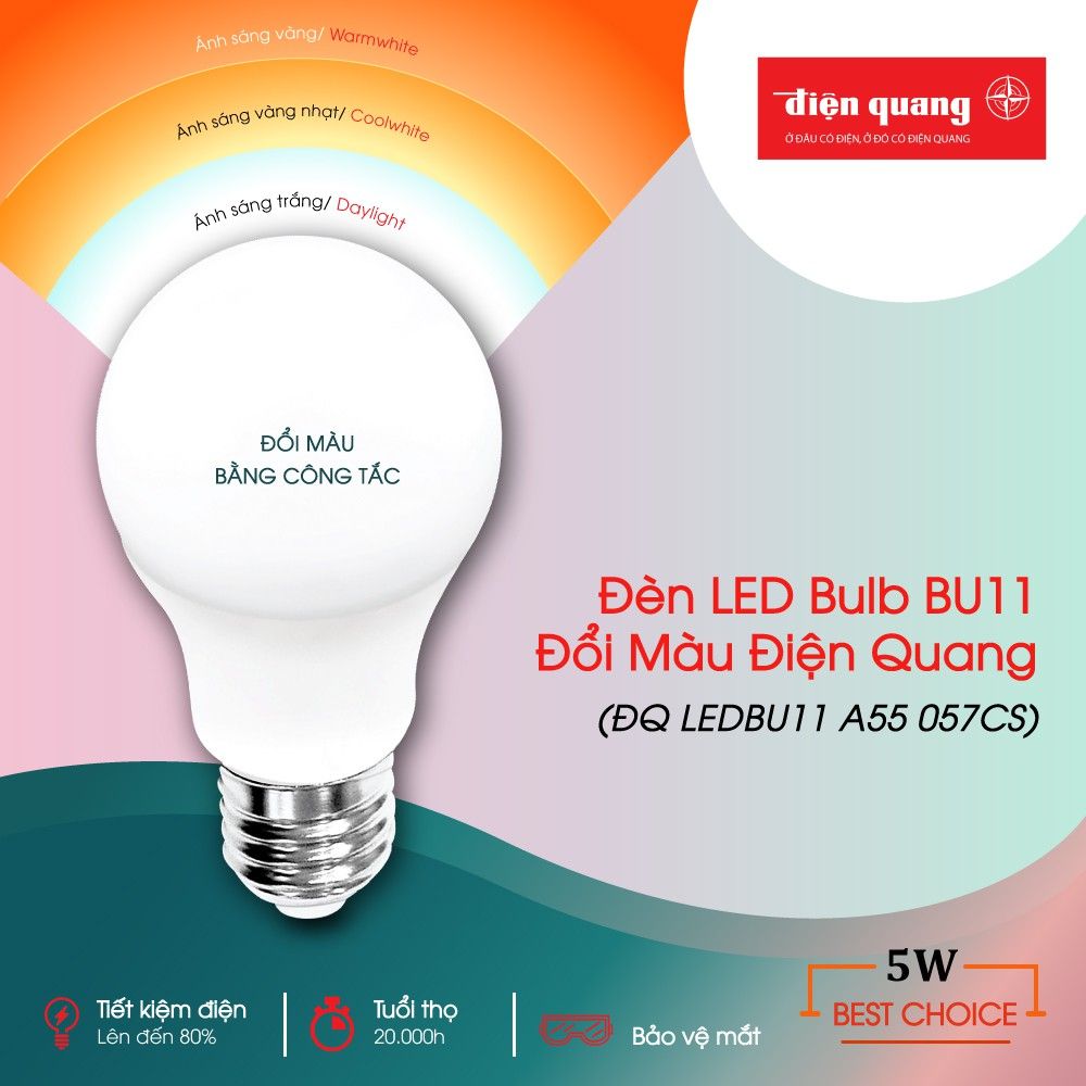 Đèn LED bulb BU11 đổi màu Điện Quang ĐQ LEDBU11A55 057CS (5W, đổi màu ...