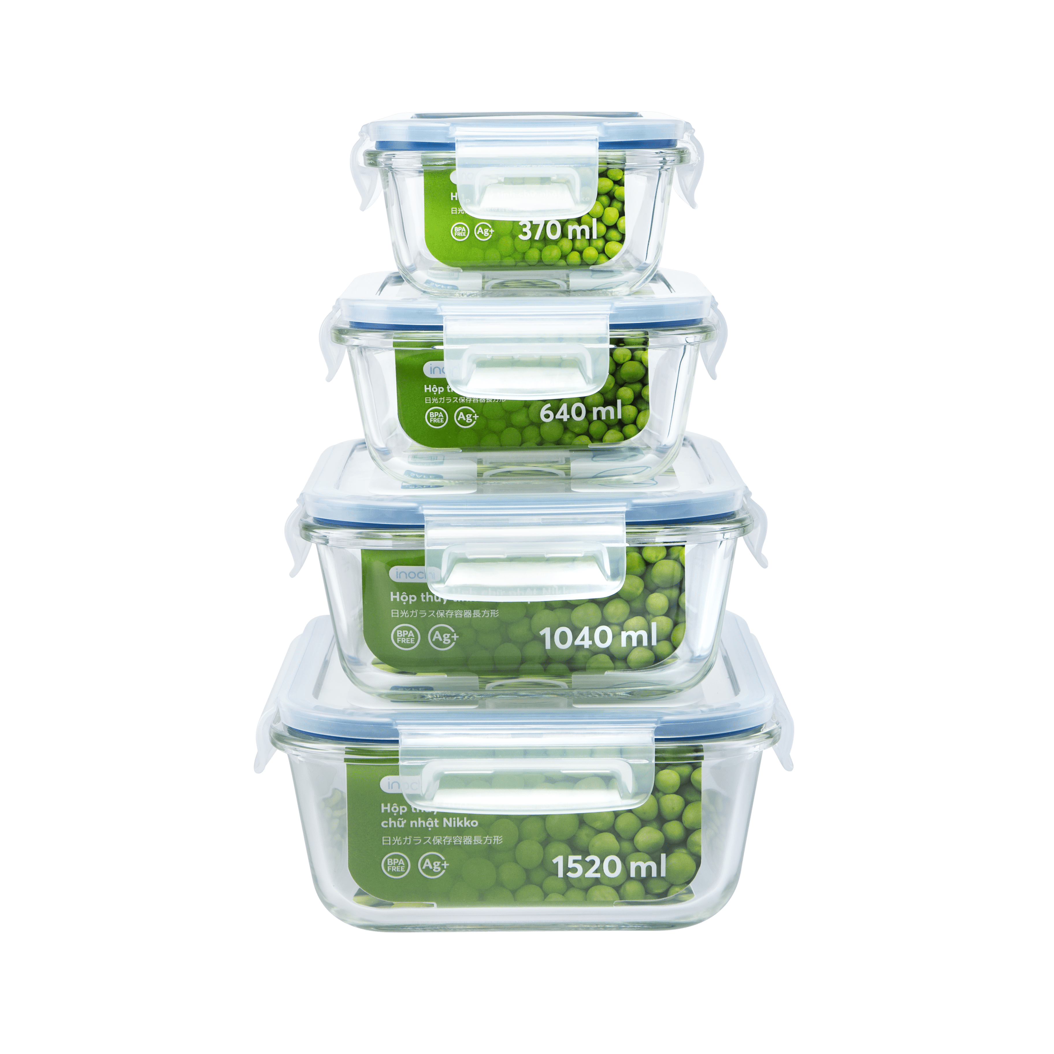 Hộp thuỷ tinh chữ nhật Nikko 1040 ml - Inochi