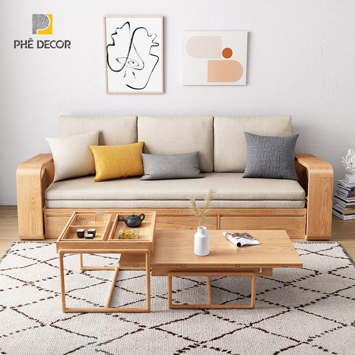 GHẾ SOFA GỖ ĐỆM ELIZABETH CAO CẤP - SFG29 (Nâu)