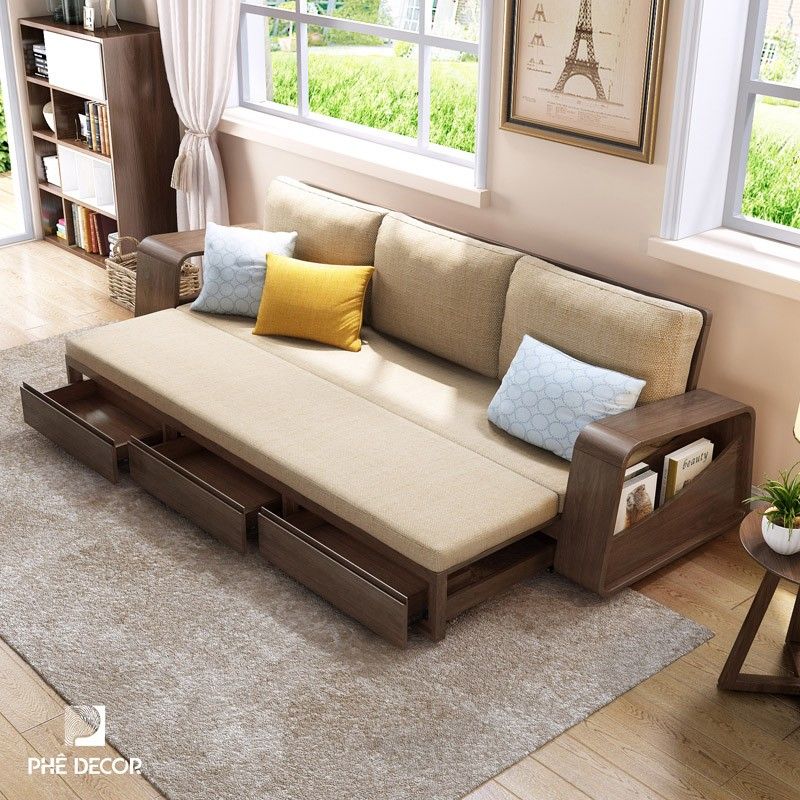 GHẾ SOFA GỖ ĐỆM ELIZABETH CAO CẤP - SFG29 (Nâu)